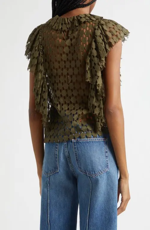 Ulla Johnson Daevy Cutout Ruffle Top - Pine