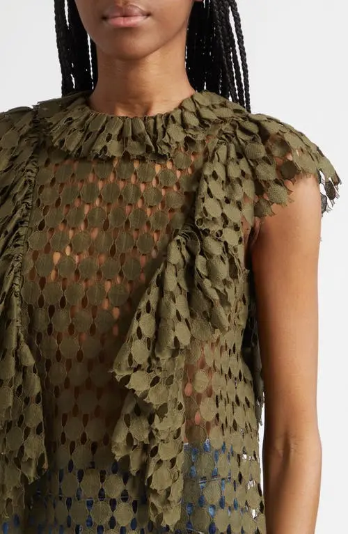 Ulla Johnson Daevy Cutout Ruffle Top - Pine