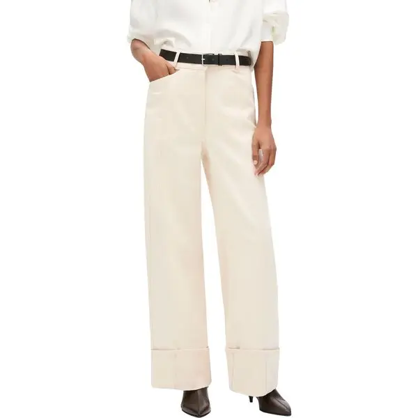 Another Tomorrow Wide Cuff Denim Pants - Ecru