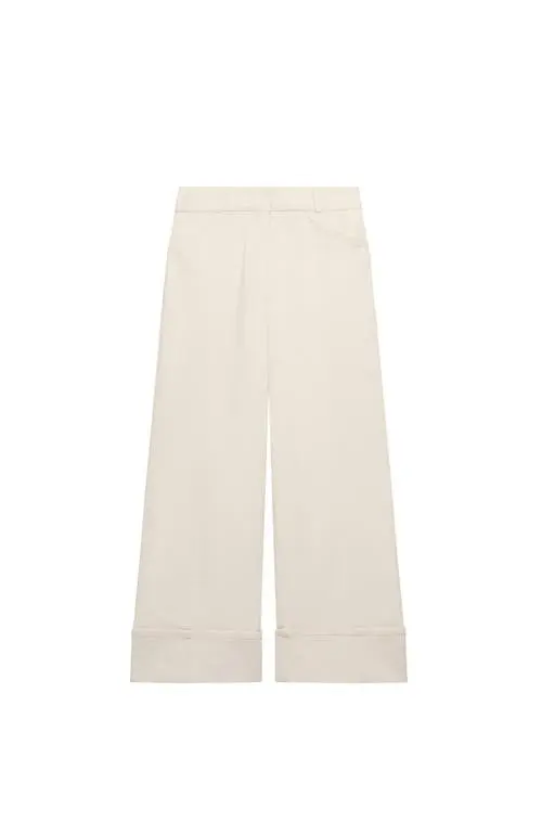 Another Tomorrow Wide Cuff Denim Pants - Ecru