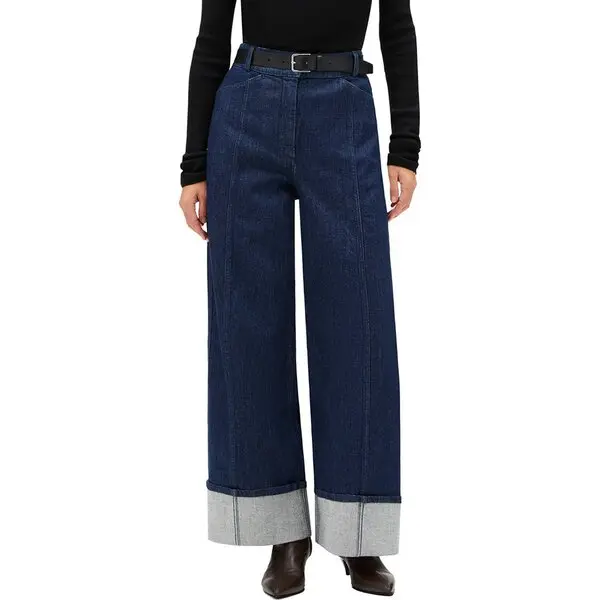 Another Tomorrow Wide Cuff Denim Pants - Rinsed