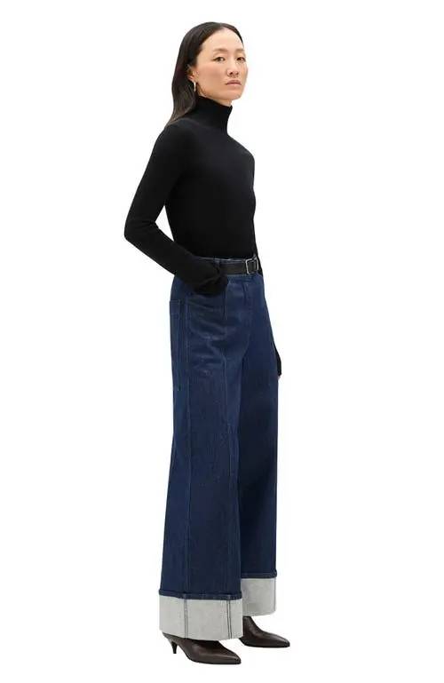 Another Tomorrow Wide Cuff Denim Pants