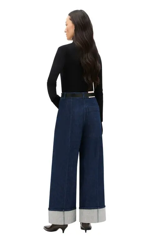 Another Tomorrow Wide Cuff Denim Pants