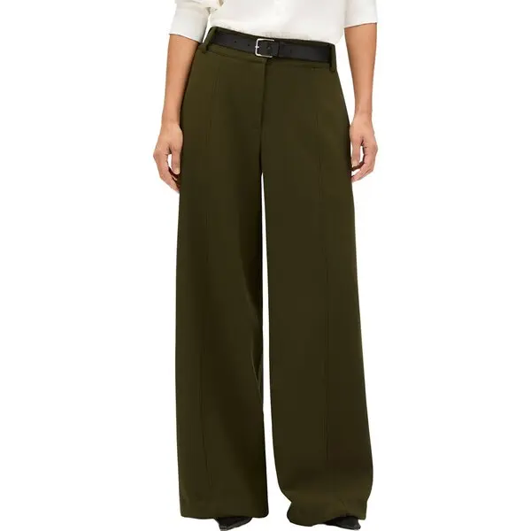Another Tomorrow Double Face High-waist Wide-leg Pants