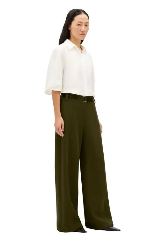 Another Tomorrow Double Face High-waist Wide-leg Pants