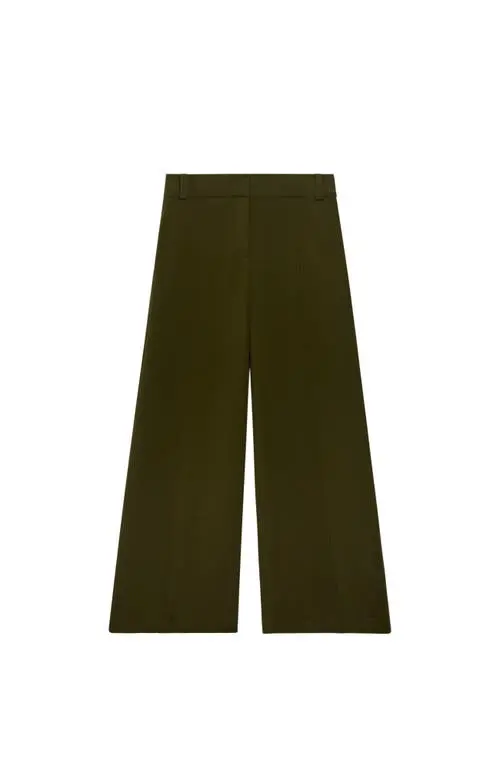Another Tomorrow Double Face High-waist Wide-leg Pants
