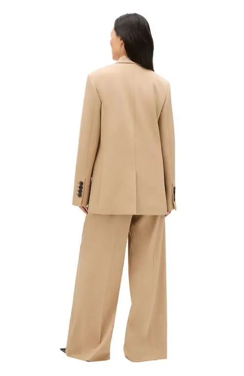 Another Tomorrow Wool Oversized Tailored Jacket - Camel