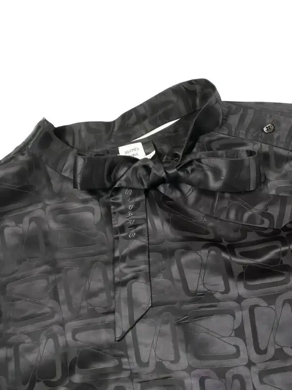 Hermès 2010s Bow Tie Long Sleeve Blouse
