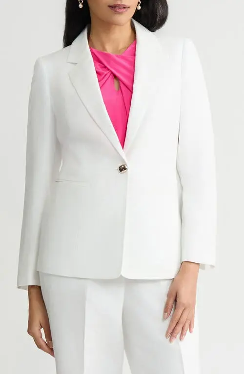 KASPER Linen Blend Blazer - Lily White