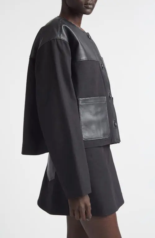 STAND STUDIO Cleo Cotton Canvas & Leather Jacket