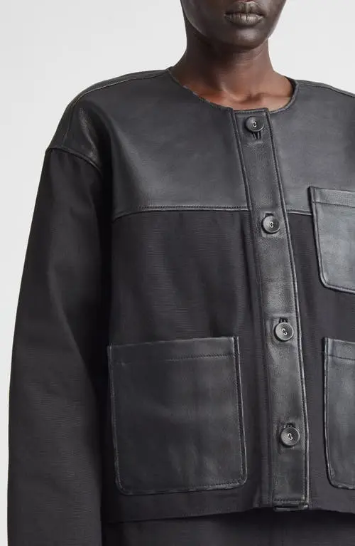 STAND STUDIO Cleo Cotton Canvas & Leather Jacket