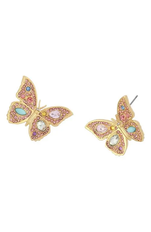 Kurt Geiger Large Pavé Butterfly Stud Earrings - Gold/multi