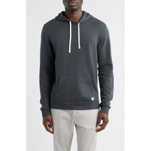 Marine Layer Cotton Blend French Terry Pullover Hoodie - Asphalt Grey