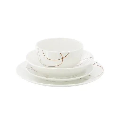 ELAMA Sydney 16 Piece Porcelain Double Bowl Dinnerware Set