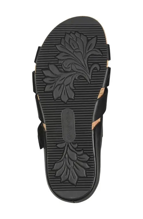 COMFORTIVA Gianna Platform Wedge Slide Sandals - Black