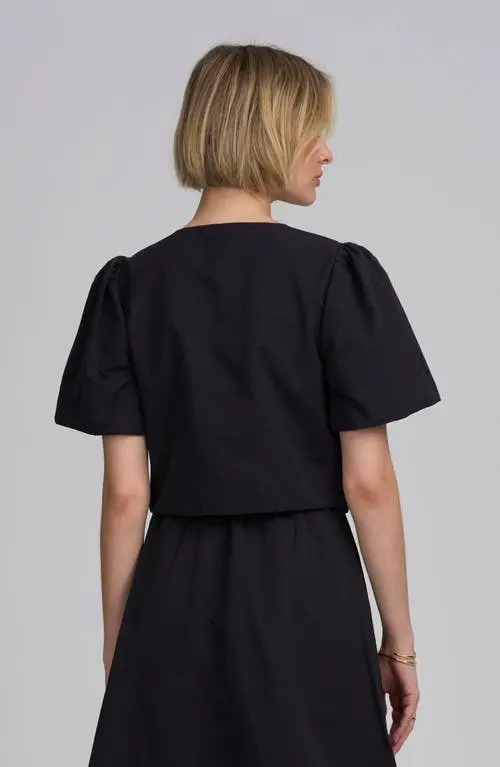 ELLE COLLECTION Shirred Sleeve Top - Black
