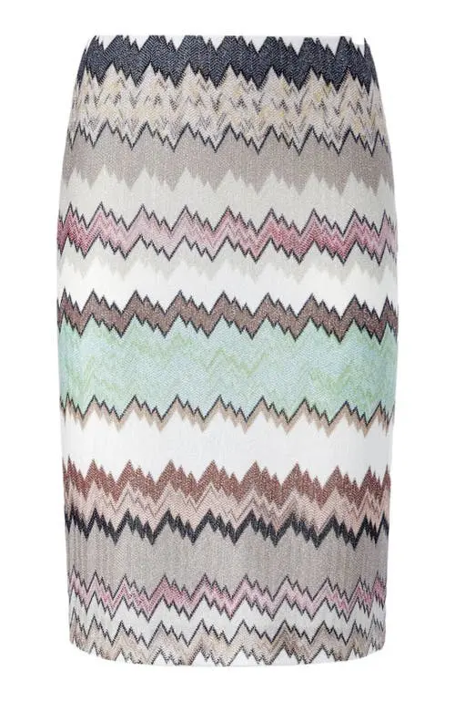 Missoni Midi Skirt In Viscose Lamé With Snake Pattern And Slit