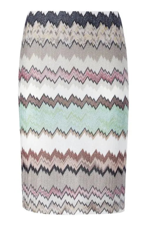 Missoni Midi Skirt In Viscose Lamé With Snake Pattern And Slit