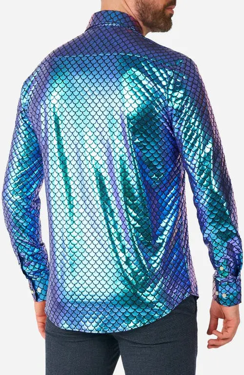 Opposuits Fancy Fish Modern Tailored Fit Button-up Shirt - Blue