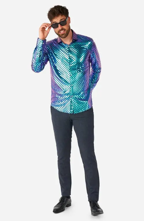 Opposuits Fancy Fish Modern Tailored Fit Button-up Shirt - Blue