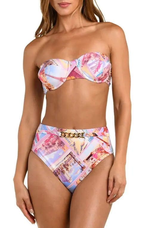 L'Agence Alexandria Postcard Print Underwire Bikini Top - Pink Multi