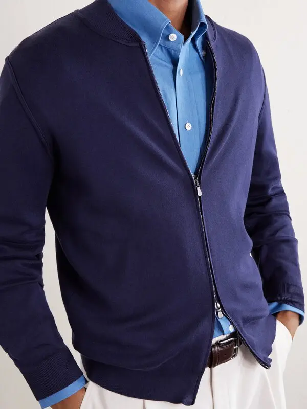 Thom Sweeney Zip-up Cotton Sweater