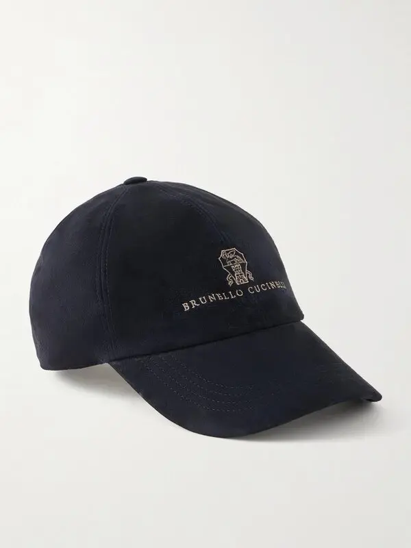 Brunello Cucinelli Logo-embroidered Suede Baseball Cap - Blue