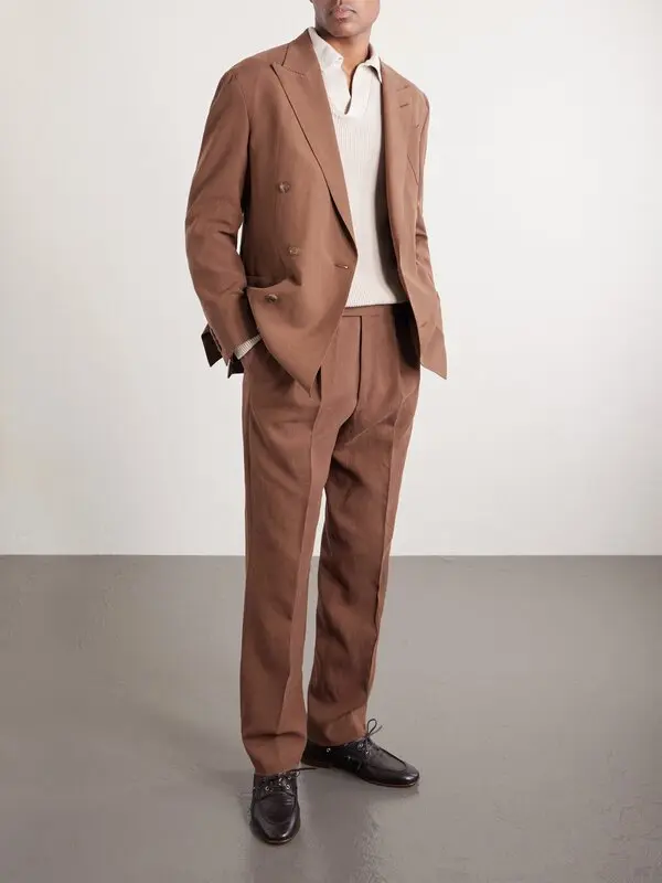 Thom Sweeney Cotton Long Sleeve Polo - Neutrals