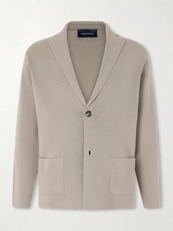 Thom Sweeney Cotton Crepe Knitted Blazer