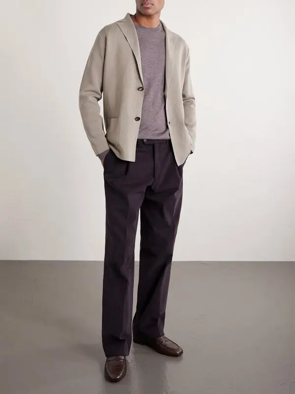 Thom Sweeney Cotton Crepe Knitted Blazer