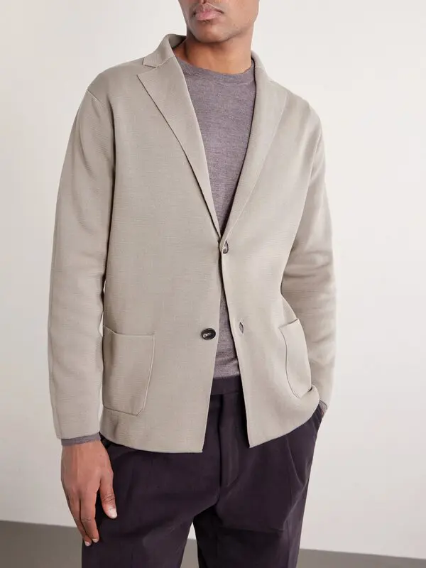 Thom Sweeney Cotton Crepe Knitted Blazer