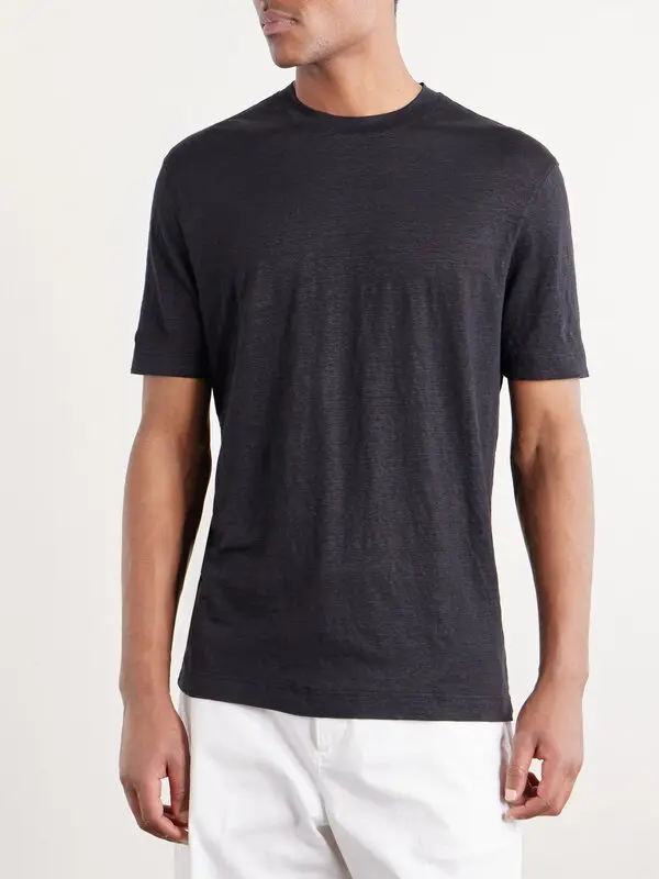 Thom Sweeney Linen T-shirt - Black