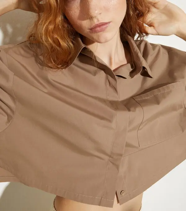 Max & Co. Cotton Cropped Shirt - Grey