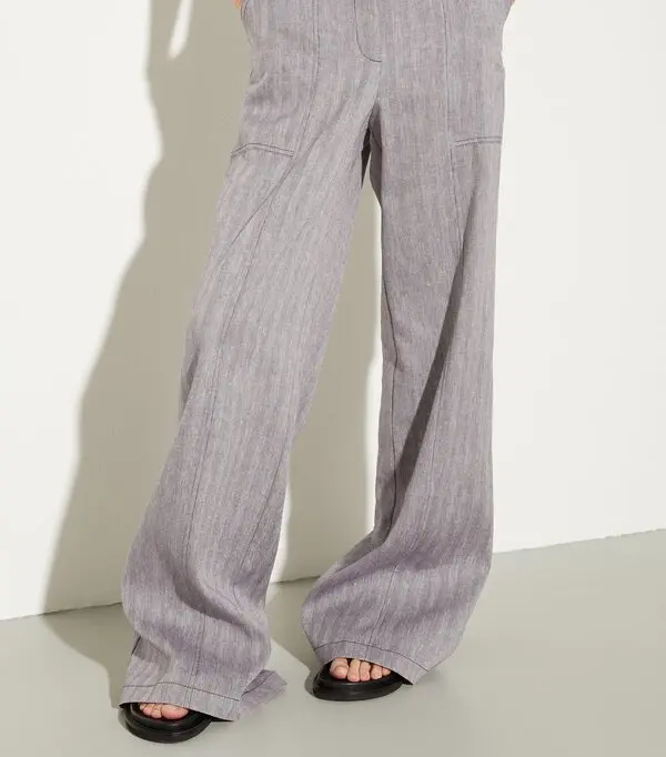 Max & Co. Linen-cotton-blend Chevron Trousers - Brown
