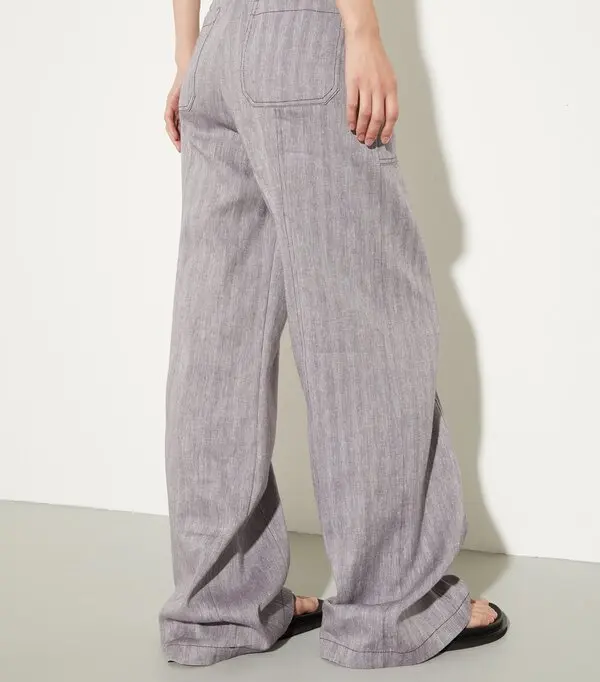 Max & Co. Linen-cotton-blend Chevron Trousers - Brown