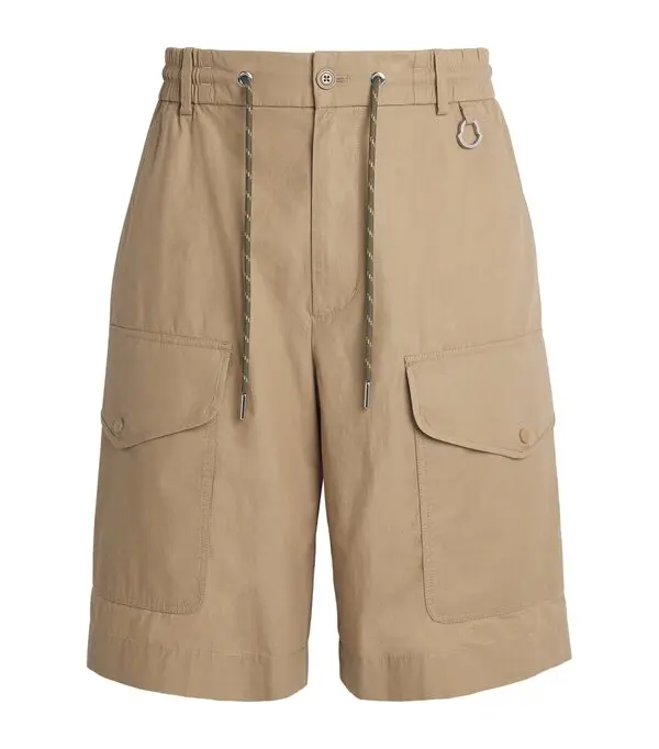 Moncler Cotton Poplin Cargo Shorts - Beige
