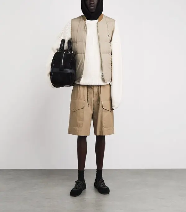 Moncler Cotton Poplin Cargo Shorts - Beige
