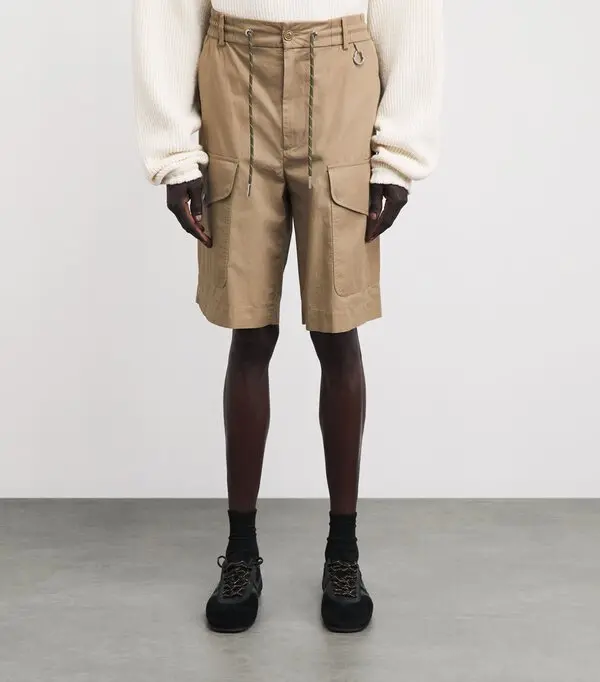 Moncler Cotton Poplin Cargo Shorts - Beige