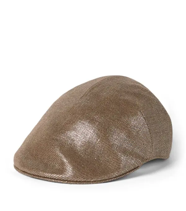 Brunello Cucinelli Linen Flat Cap - Brown