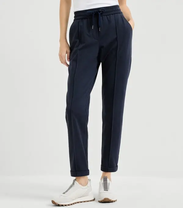Brunello Cucinelli Cotton-blend Drawstring Sweatpants - Blue