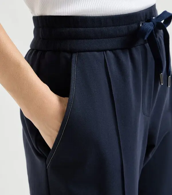 Brunello Cucinelli Cotton-blend Drawstring Sweatpants - Blue