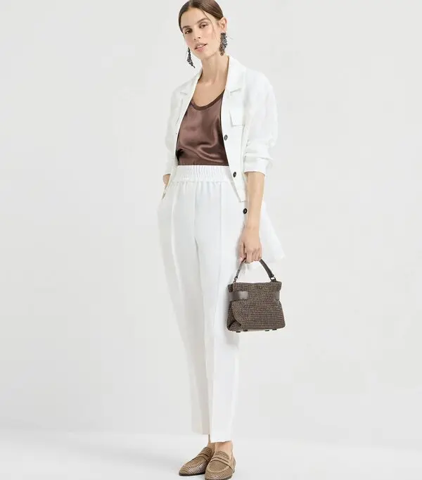 Brunello Cucinelli Twill Straight Trousers - Beige