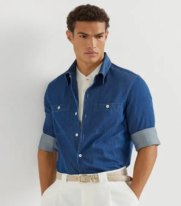 Brunello Cucinelli Denim Easy-fit Shirt - Blue
