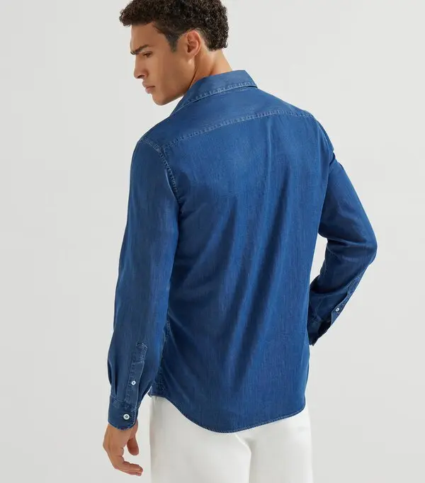 Brunello Cucinelli Denim Easy-fit Shirt - Blue