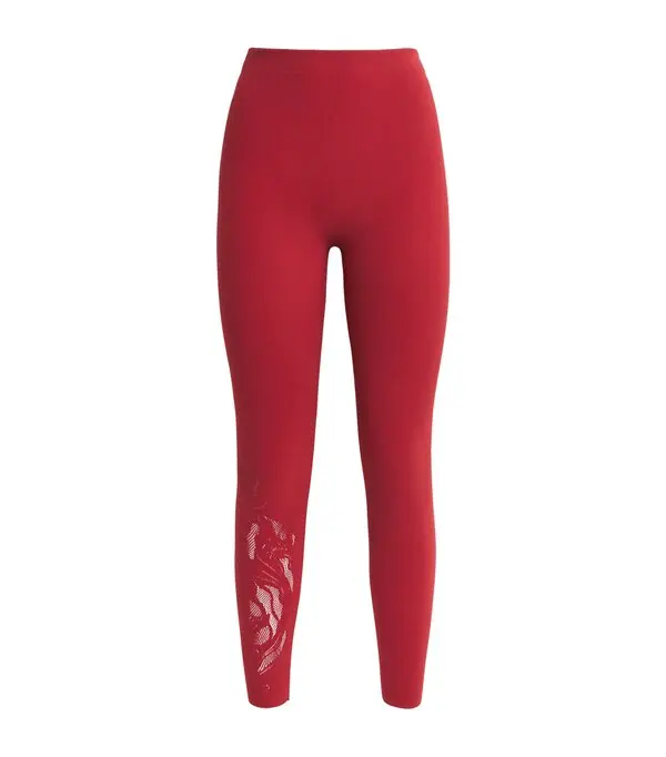 Wolford Net-panel Rose Leggings - Red