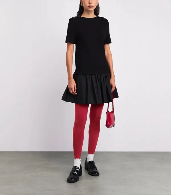 Wolford Net-panel Rose Leggings - Red