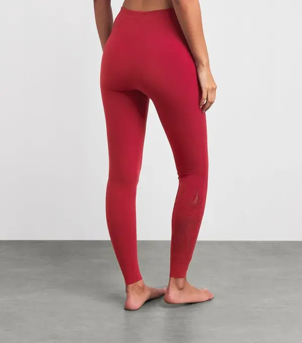 Wolford Net-panel Rose Leggings - Red