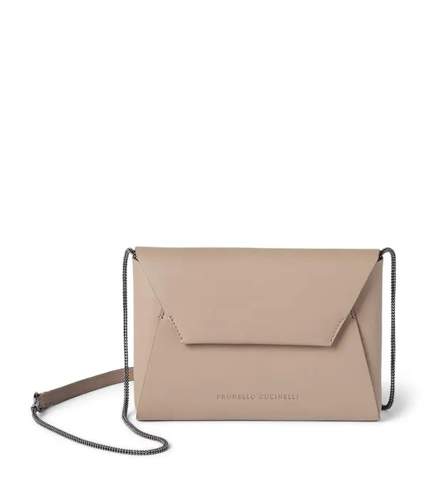 Brunello Cucinelli Leather Pochette Clutch - Grey
