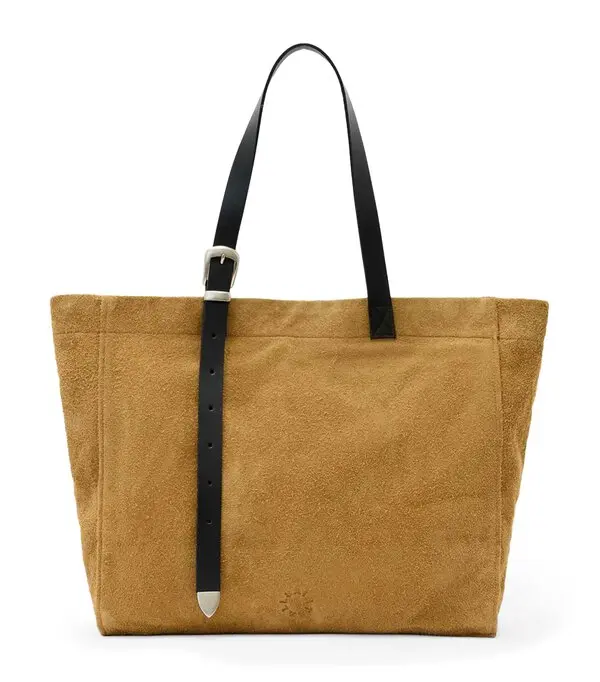 ALLSAINTS Suede Haven Tote Bag With Belted Detail - Brown