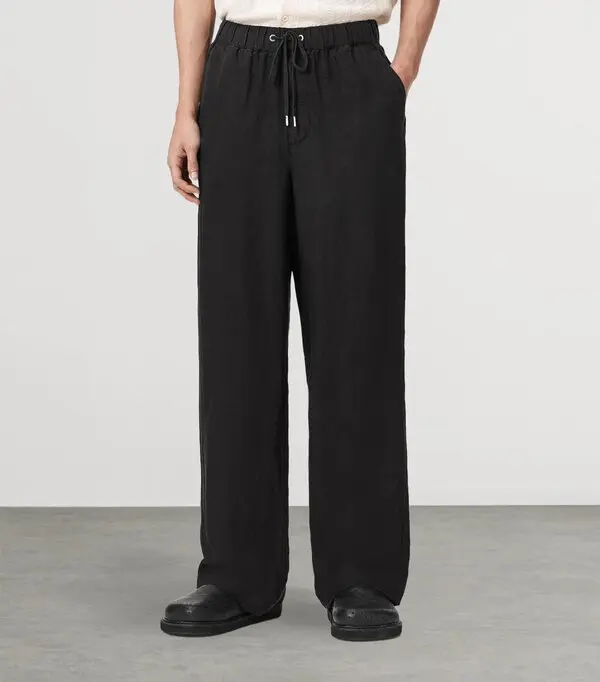 ALLSAINTS Linen Straight Trousers - Black